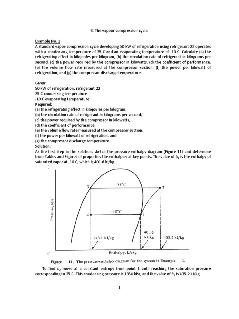 The Vapour Compression Cycle (Sample Problems) | PDF | Refrigeration ...