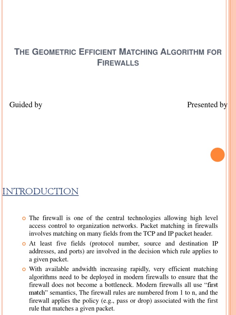 The Geometric Efficient Matching Algorithm For Firewalls | PDF | Firewall (Computing) | Ip Address