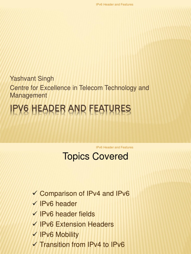 IPv6 Header Structure and Features | PDF | I Pv6 | Network Packet