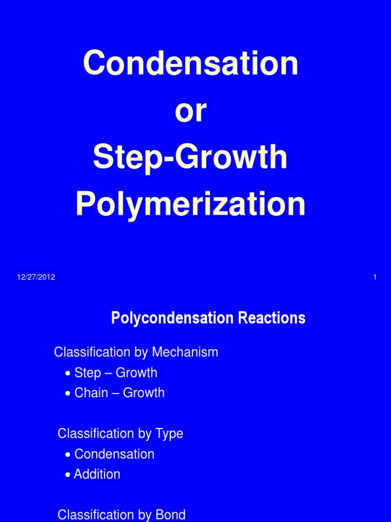 Chapter 4. Condensation Polymerization | PDF | Polymerization | Ester