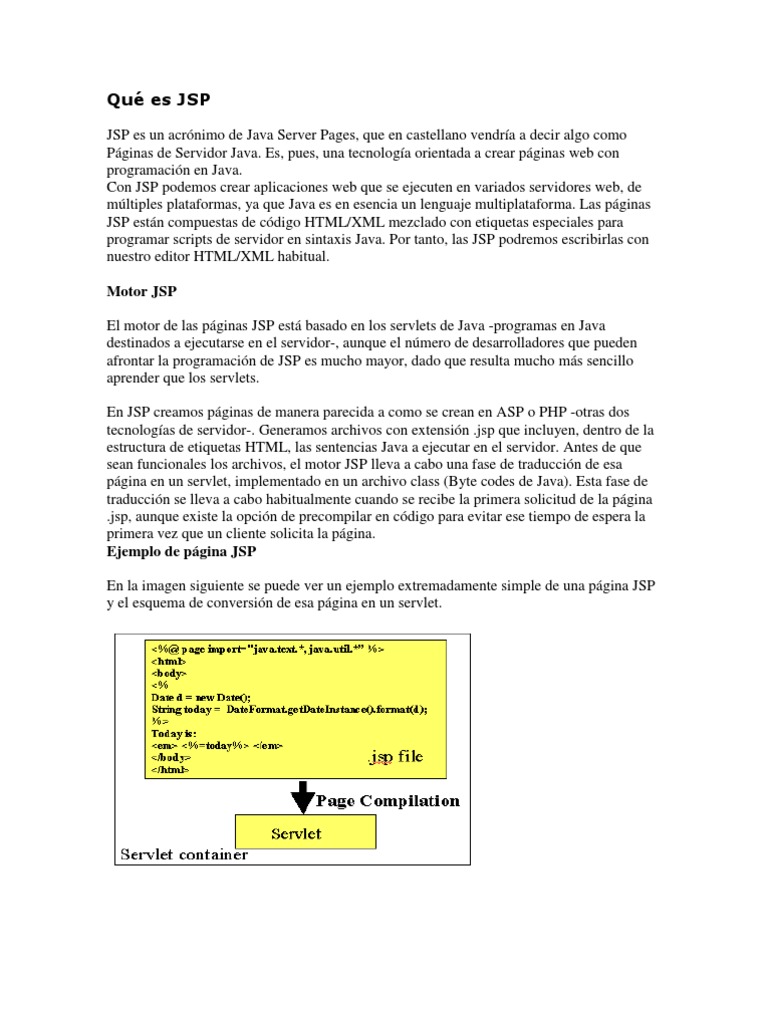 Que Es JSP | PDF | Páginas del servidor Java | Java (lenguaje de programación)