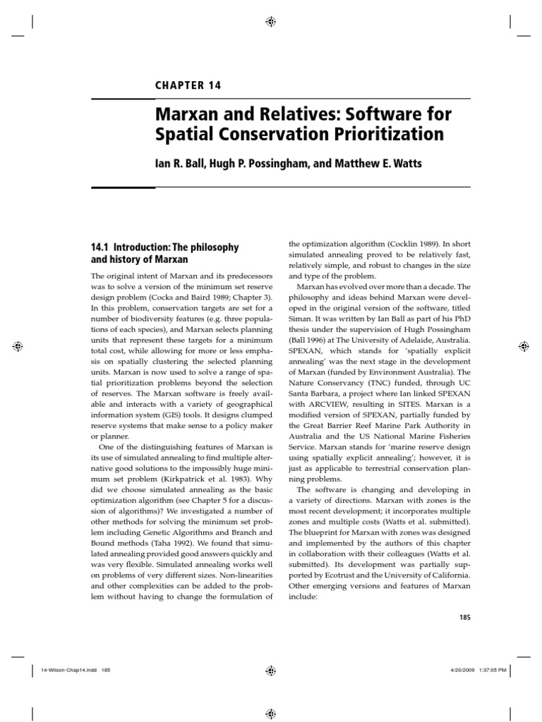 Marxan and Relatives | PDF | Mathematical Optimization | Algorithms