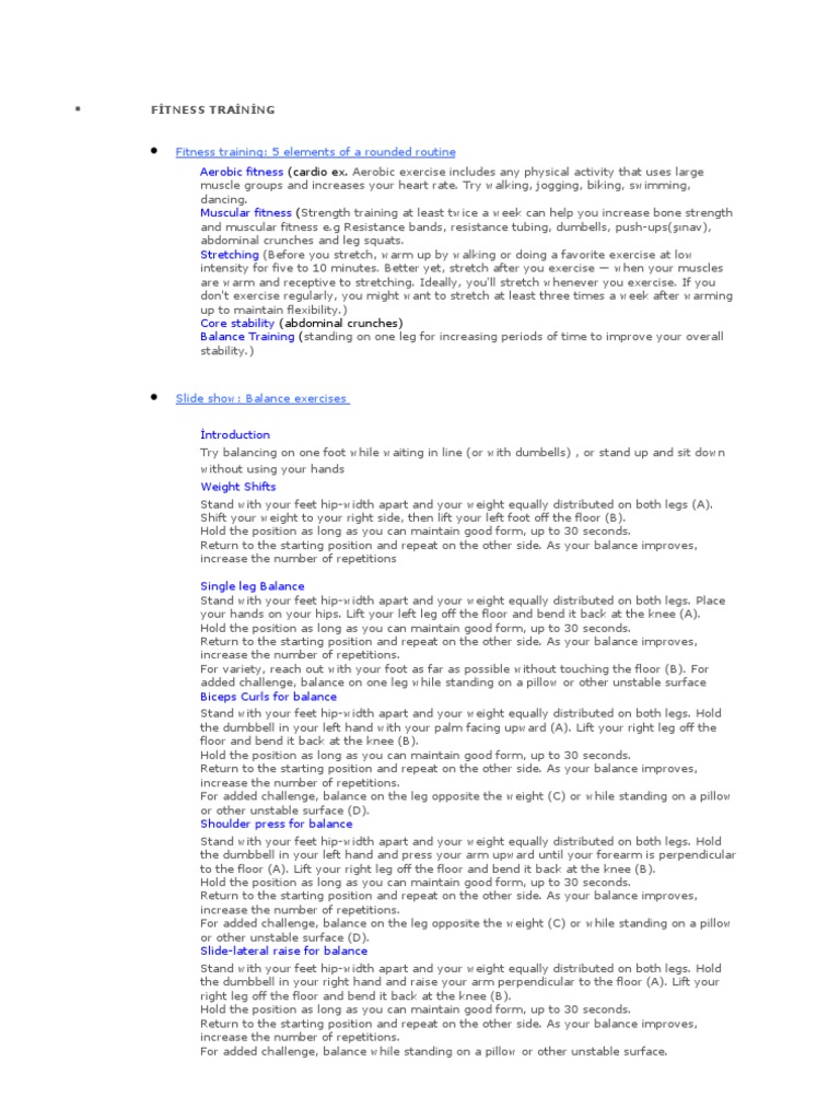 Fitness Training: 5 Elements of A Rounded Routine | PDF | Weight ...