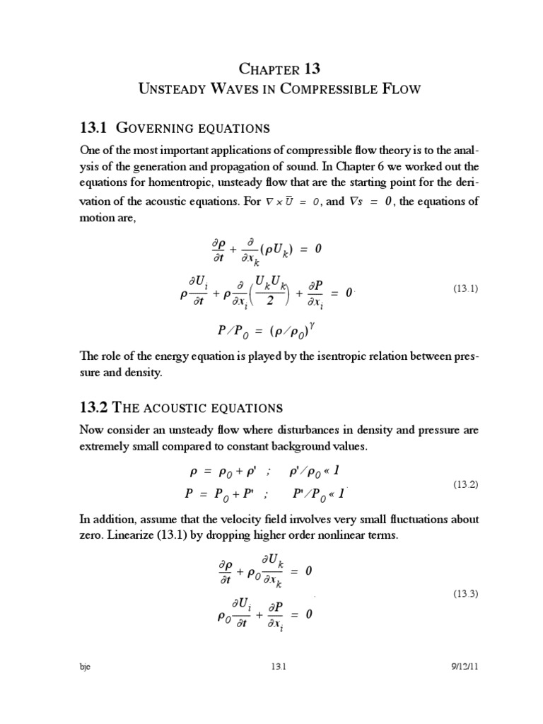 CH 13 Unsteady Waves | PDF | Shock Wave | Mach Number