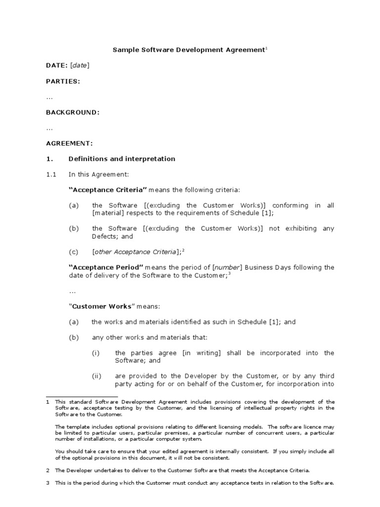 Sample Software Development Agreement | PDF | License | Software Bug