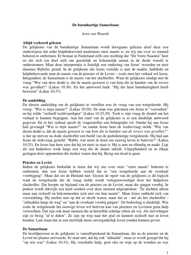 Barmhartige Samaritaan: Ware Betekenis | PDF | Samaritans | Gospel Of Luke