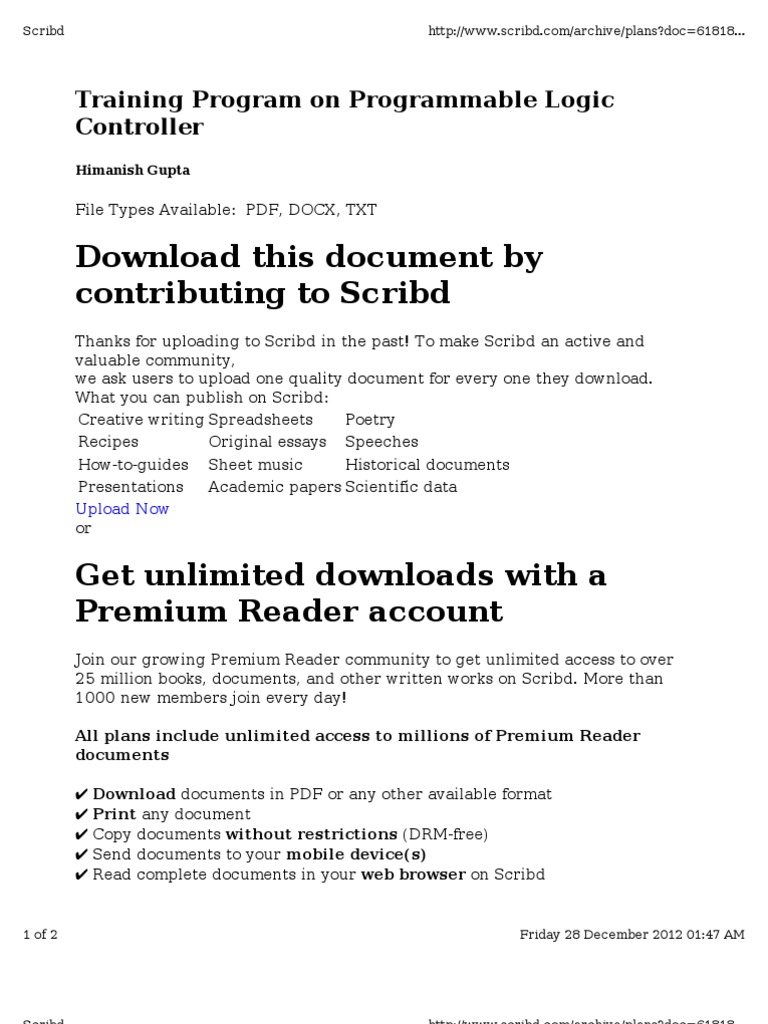 This Document by Contributing To Scribd: Training Program On ...