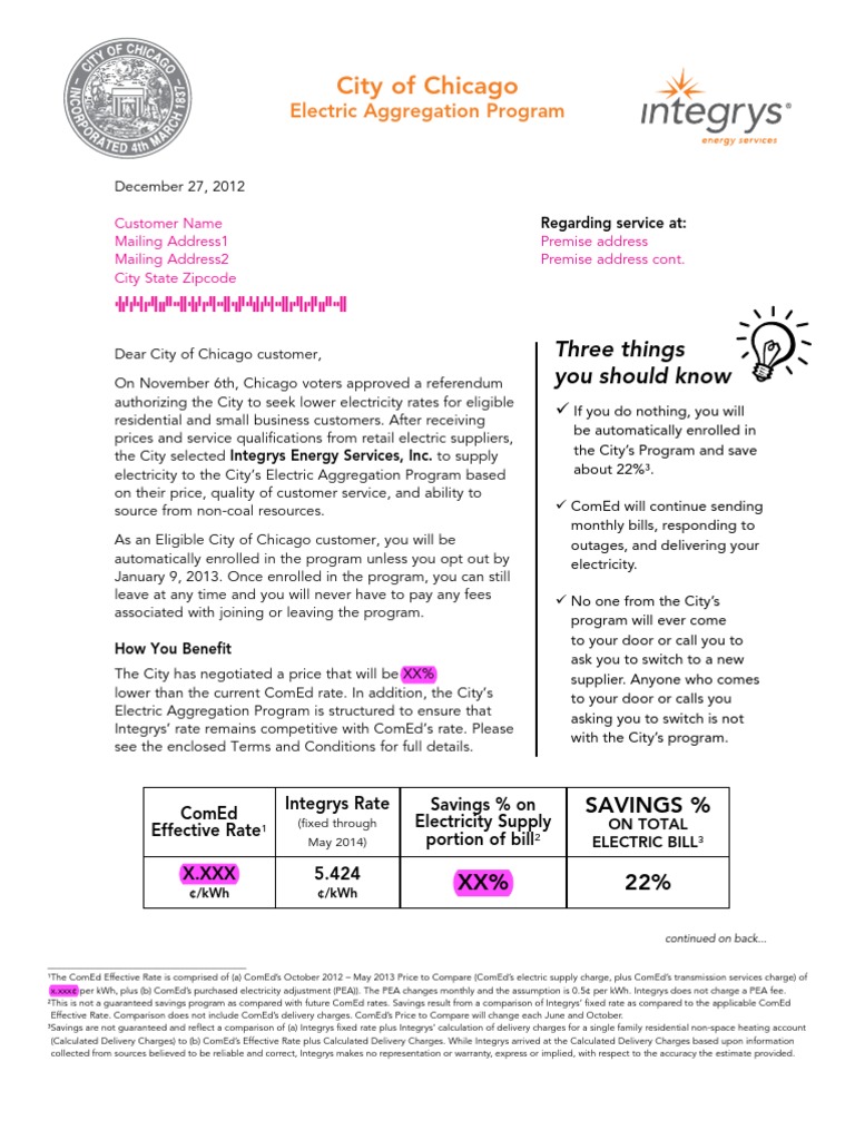 Chicago Letter FINAL - LR | PDF | Kilowatt Hour | Electricity