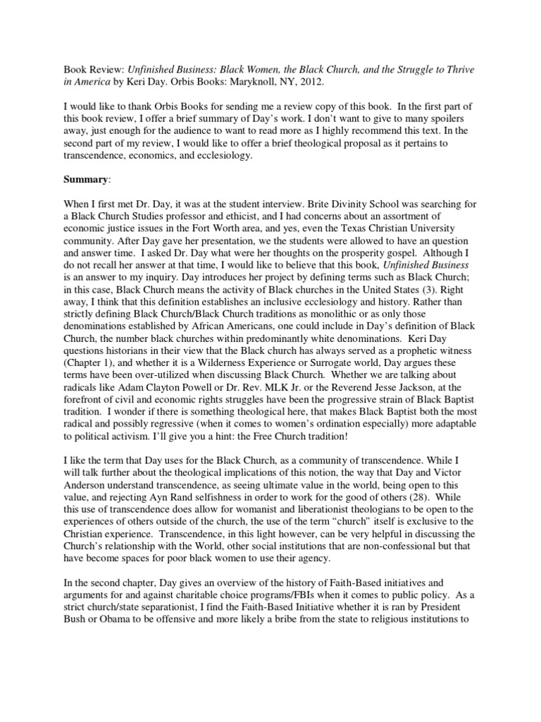 In America by Keri Day. Orbis Books: Maryknoll, NY, 2012.: Summary ...