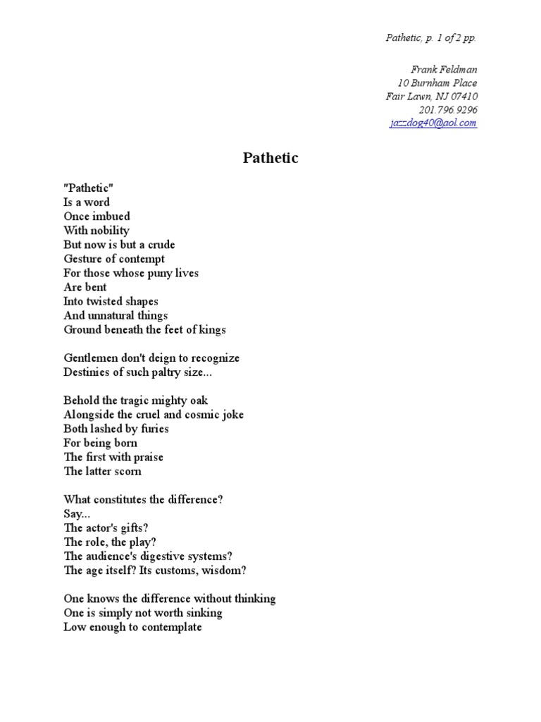 The Nature of Patheticness in Poetry | PDF | Poetry