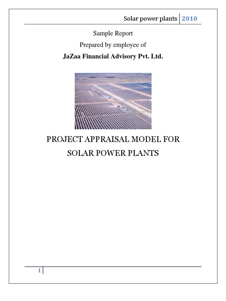 Sample Report - Project Appraisal | PDF | Solar Power | Solar Energy