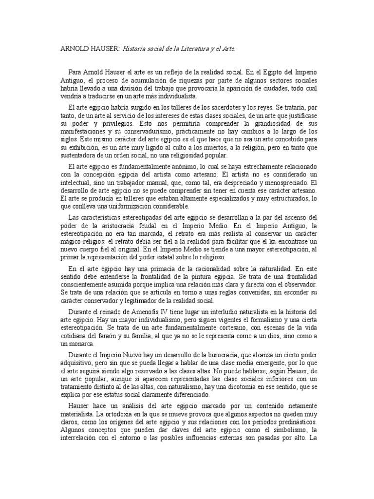 Arnold Hauser - Historia Social de La Literatura y El Arte | PDF ...