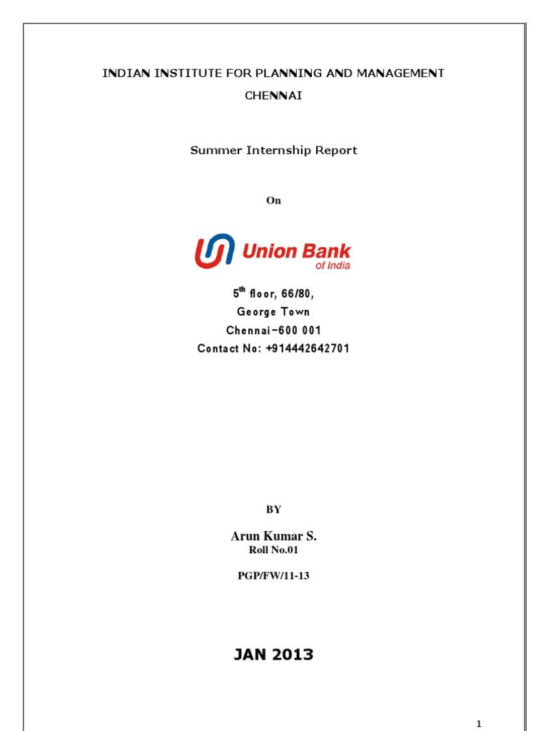 Arun Uco Bank Internship Report | PDF | Financial Transaction ...