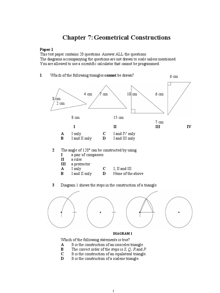 Chapter 7 - Geometrical Constructions | PDF | Triangle | Perpendicular
