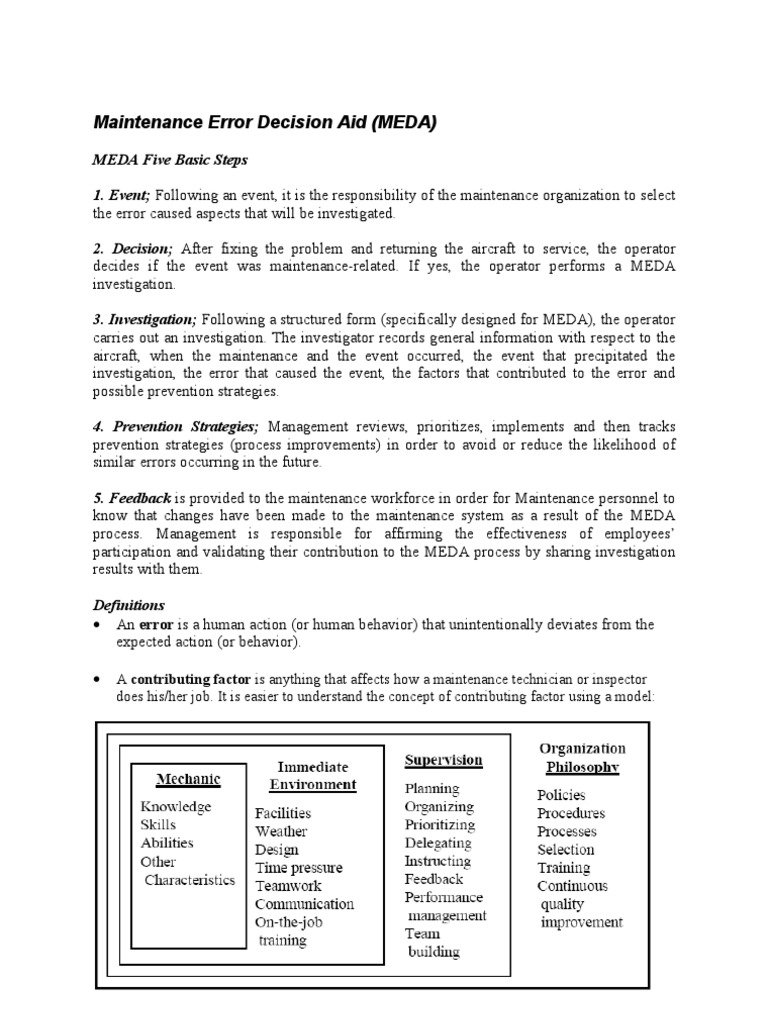 MEDA Process in Aviation Maintenance | PDF