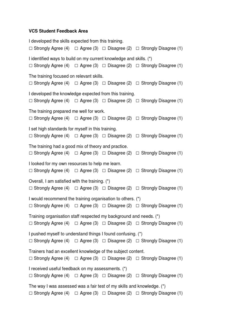 VCS Student Feedback Area | Download Free PDF | Diploma | Academic Certificate