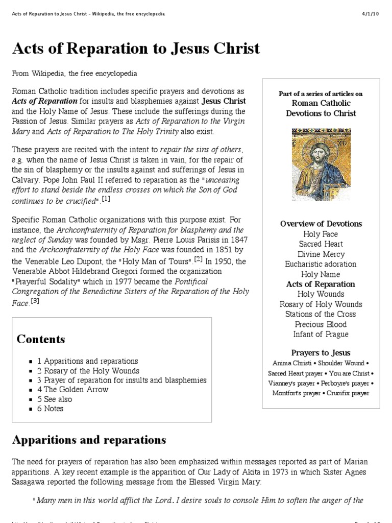 Acts of Reparation To Jesus Christ | PDF | Chalcedonianism | Christian ...
