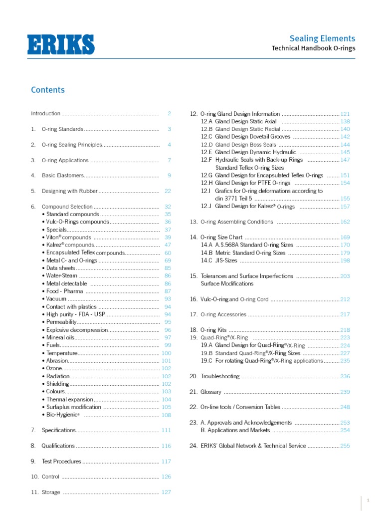 Eriks - O-Rings - Technical Handbook | PDF | Polymer Chemistry ...