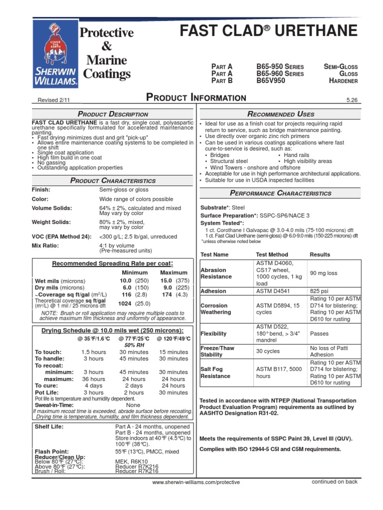 Fast Clad Urethane Spec Sheet | PDF | Paint | Concrete