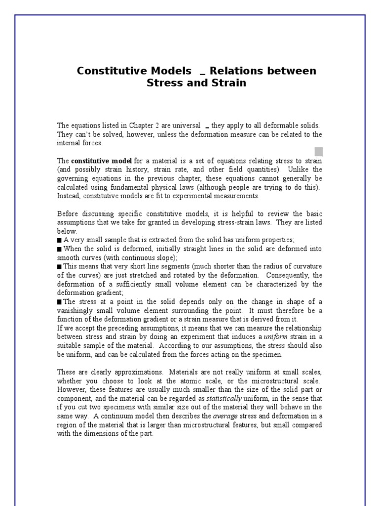 Constitutive Relations | PDF | Elasticity (Physics) | Stress (Mechanics)