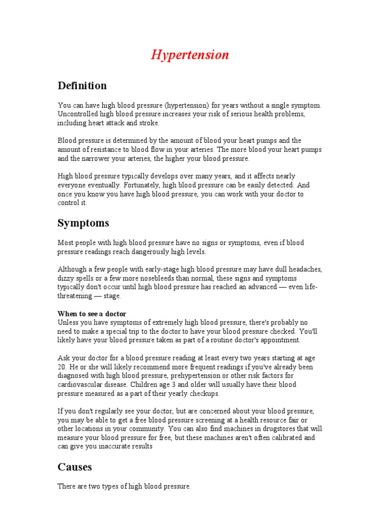 Hypertension | PDF | Hypertension | Blood Pressure