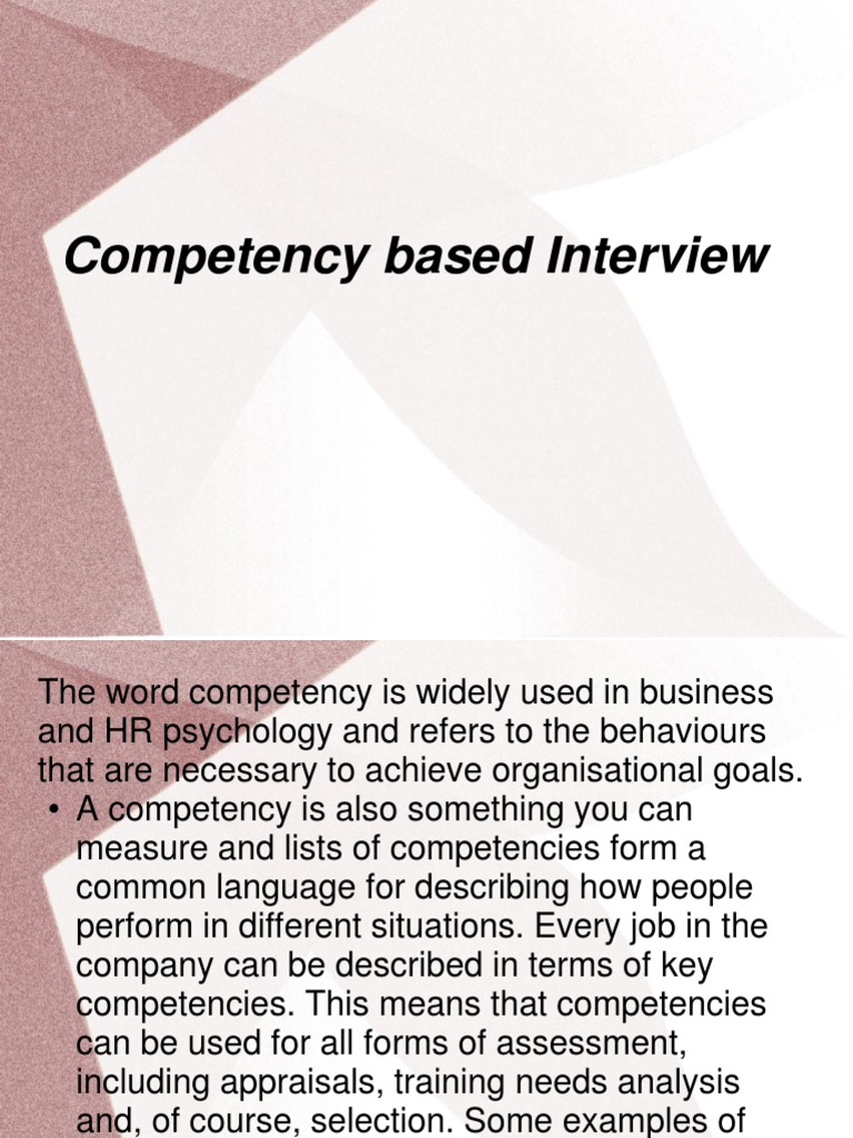 Competency Based Interview | PDF | Competence (Human Resources) | Interview