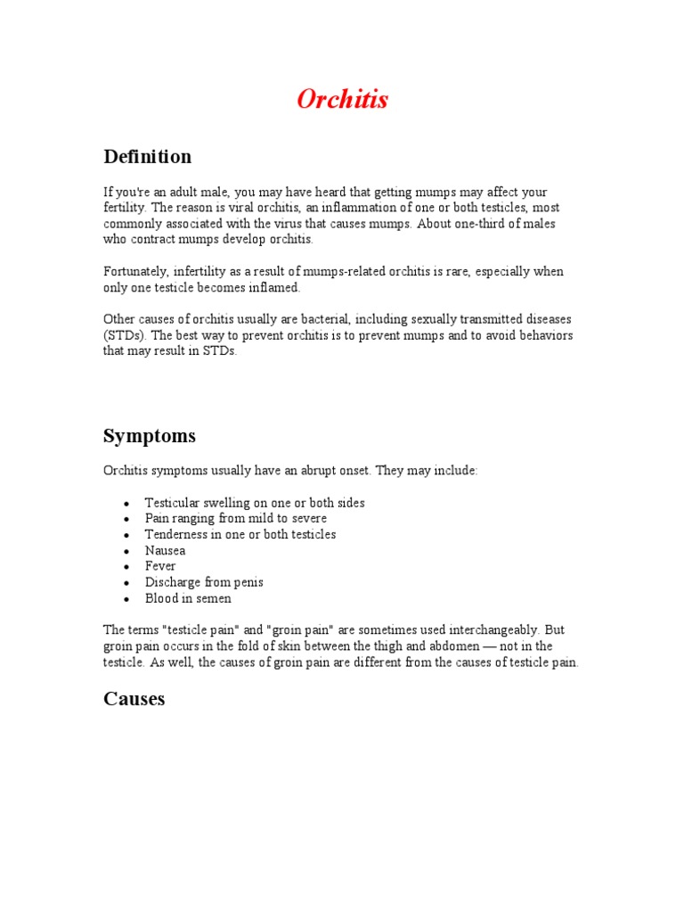 Orchitis | PDF | Sexually Transmitted Infection | Epidemiology