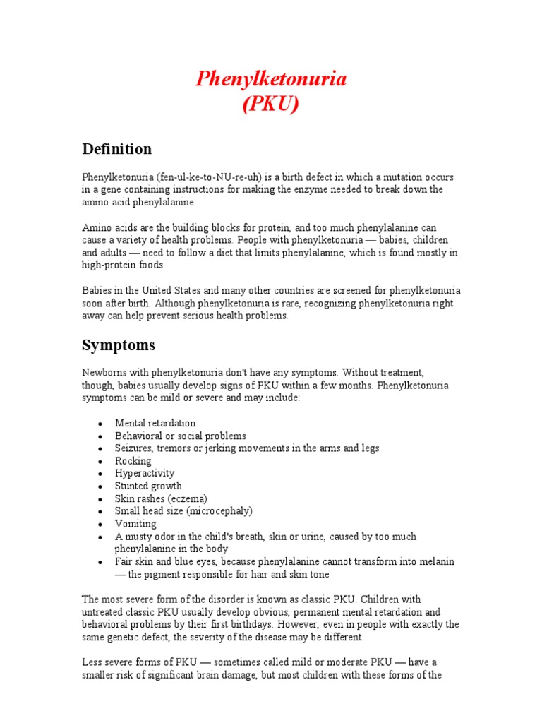 PKU | Phenylalanine | Food And Drink