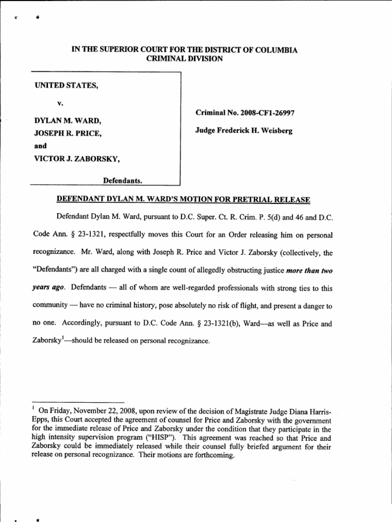 Defendants' Motion For Pretrial Release | PDF