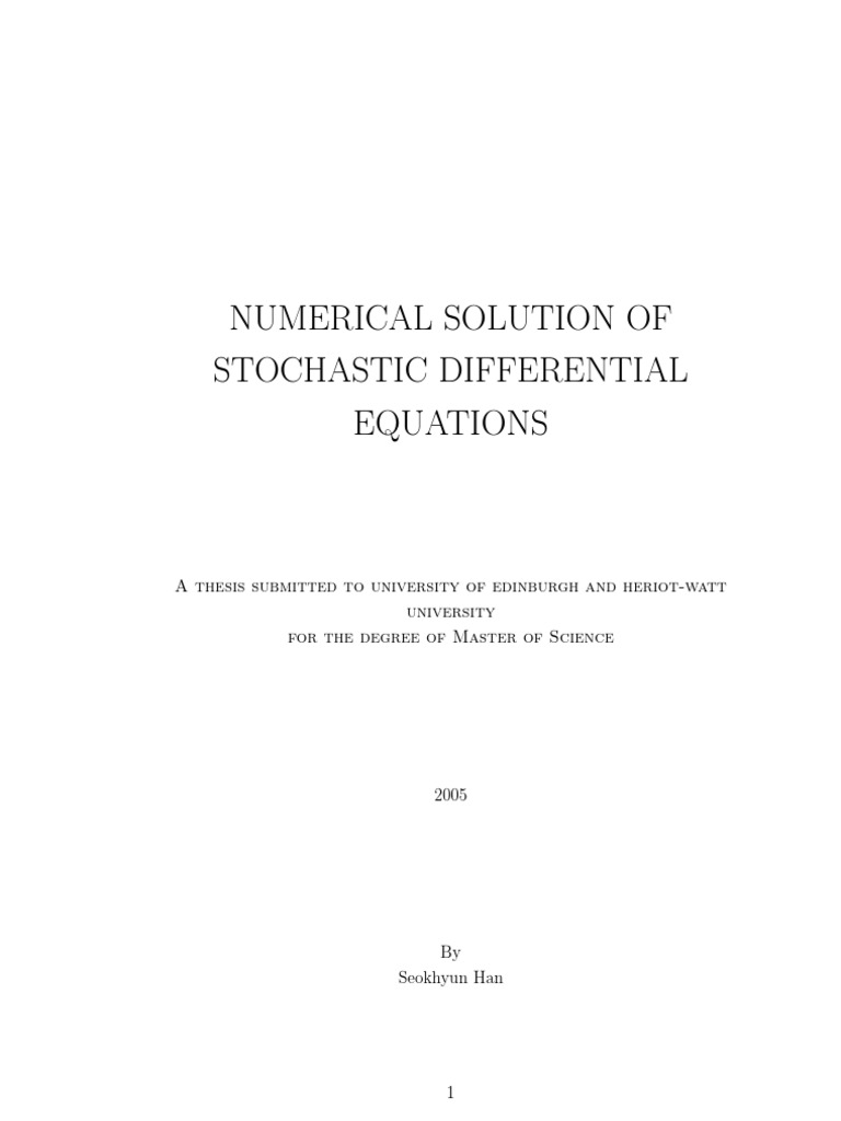 Numerical Solution of Stochastic Differential Equations. | PDF | Stochastic Differential ...