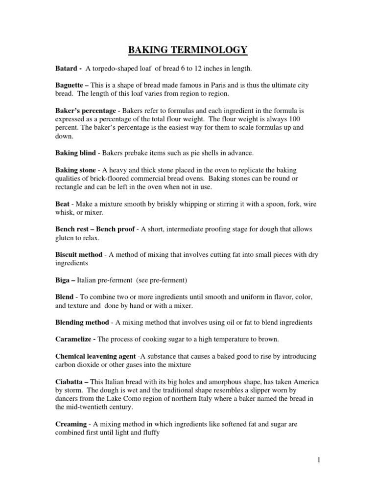 Baking Pastry Vocabulary | PDF | Breads | Dough