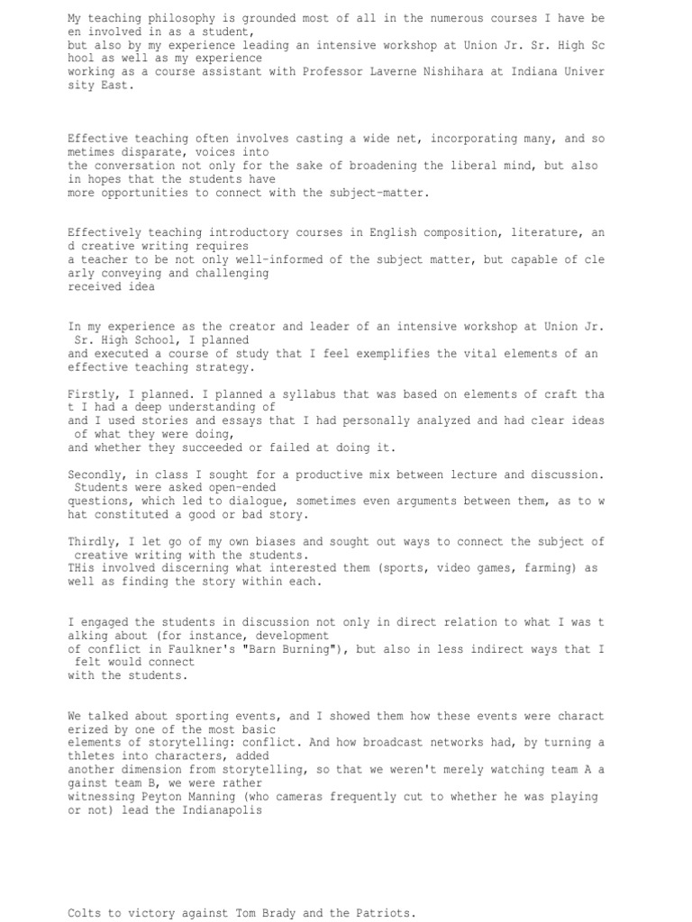 Teaching Statement Notes | PDF | Storytelling | Learning