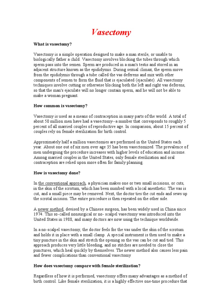 Vasectomy | PDF | Birth Control | Sexual Health