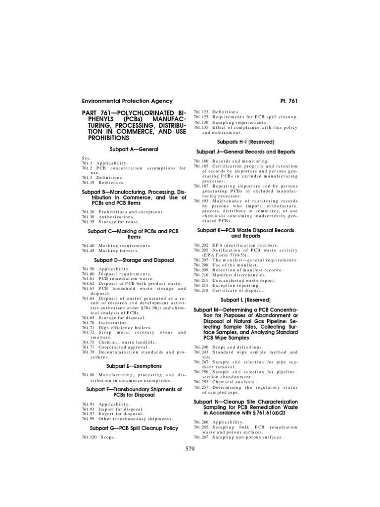40 CFR Part 761 | PDF | Polychlorinated Biphenyl | Capacitor