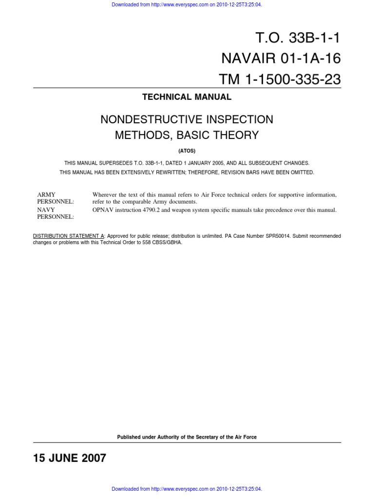 USAF TO 33B NDT Theory | PDF | Nondestructive Testing | Electric Current