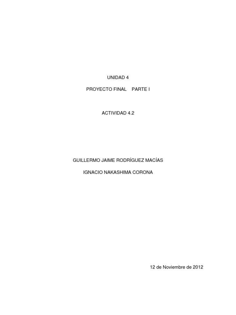 Actividad 4.2 - Proyecto Final Parte 1 | PDF