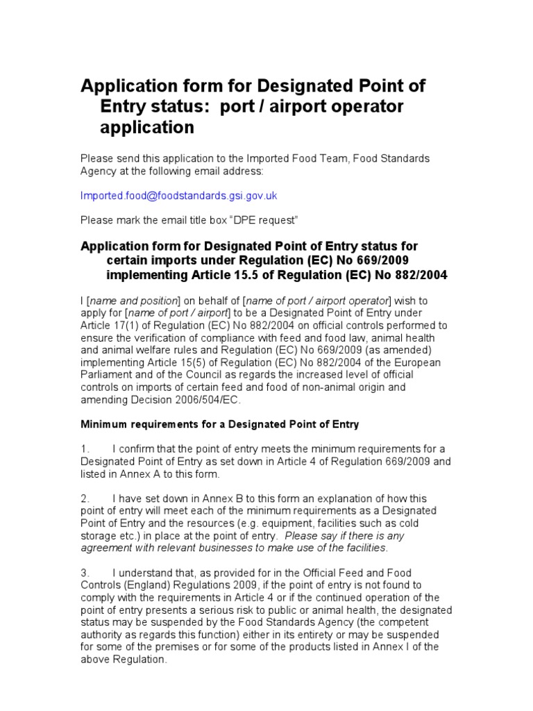 DPE Application Form | PDF | Airport | Foods
