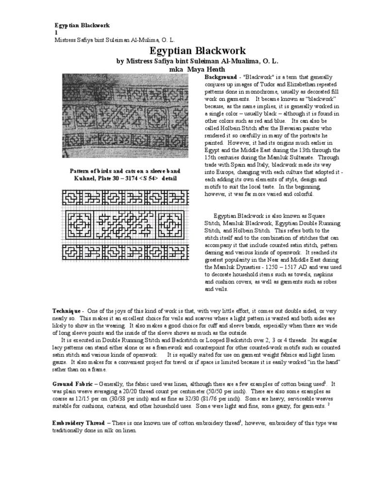 Egyptian Medieval Blackwork | PDF | Embroidery | Textile Arts