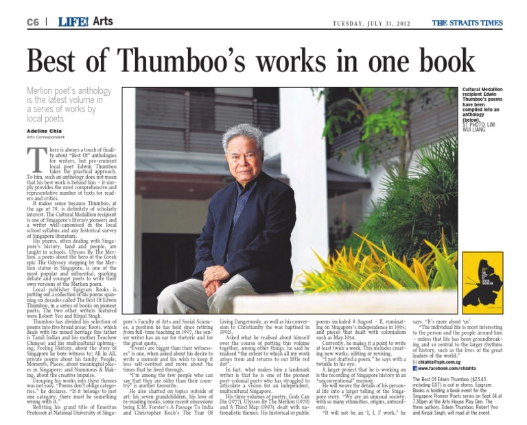 Edwin Thumboo: Poet of Singapore | PDF | Poetry