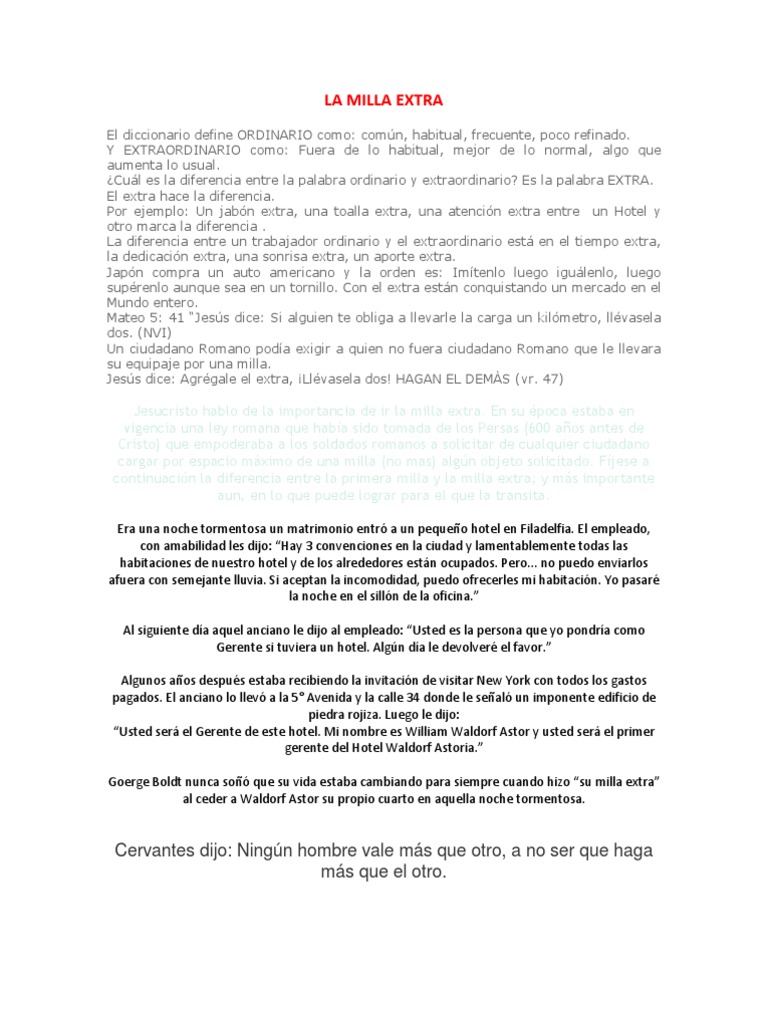 La Milla Extra | PDF | Hotel | Cristo (título)