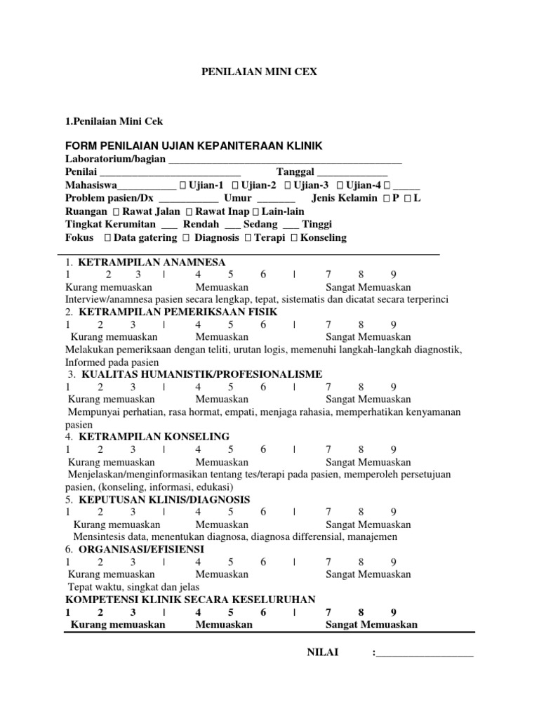 Penilaian Mini Cex | PDF