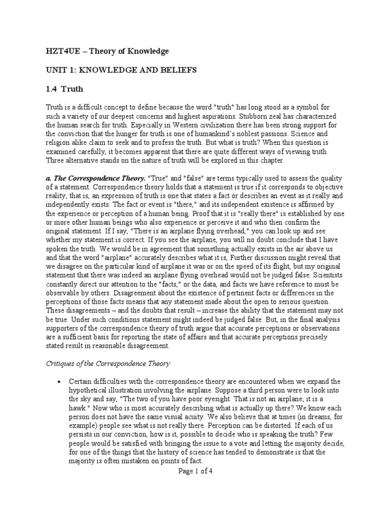 4 Truth | PDF | Pragmatism | Correspondence Theory Of Truth