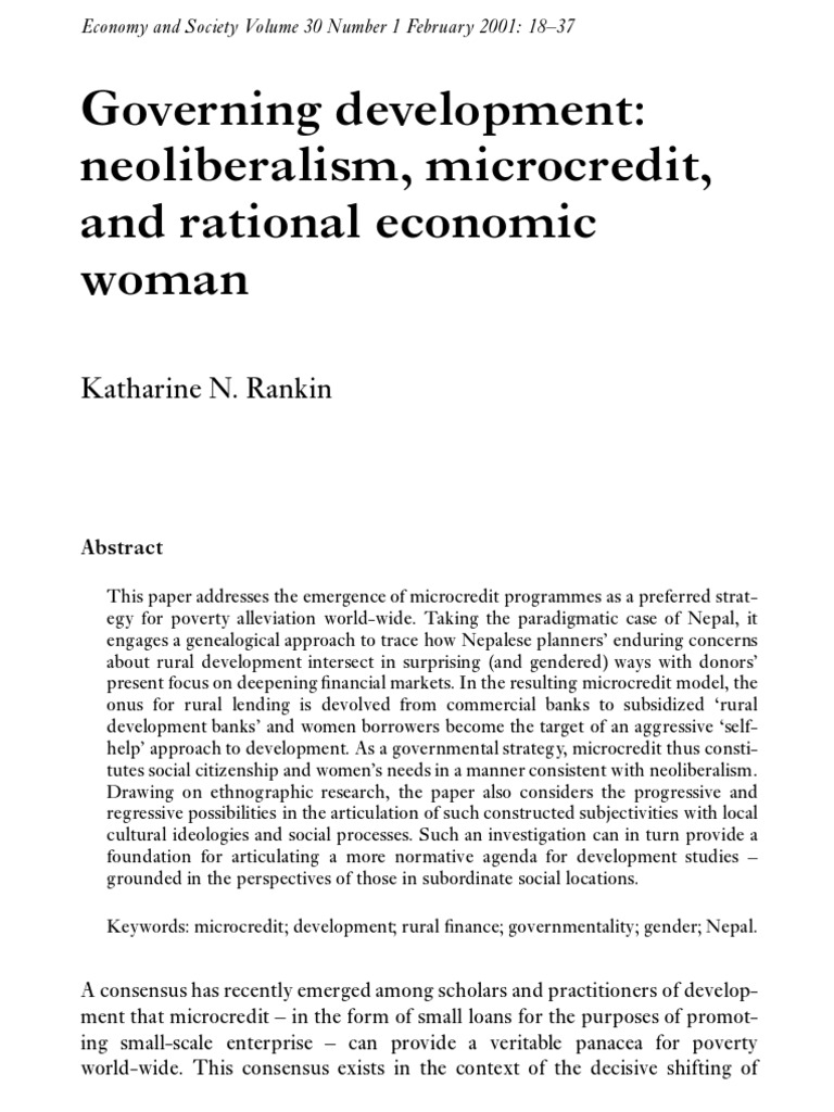 Governing Development Neoliberalism - Microcredit - and Rational ...