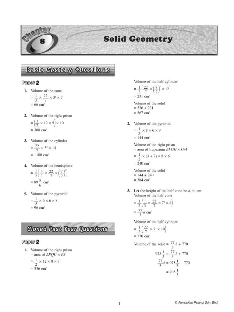 Solid Geometry Volume Calculations | PDF