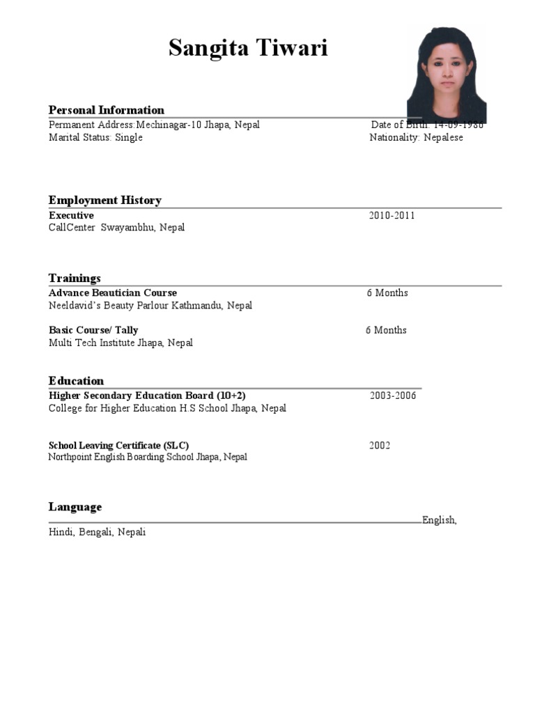 Sangita Tiwari CV | PDF