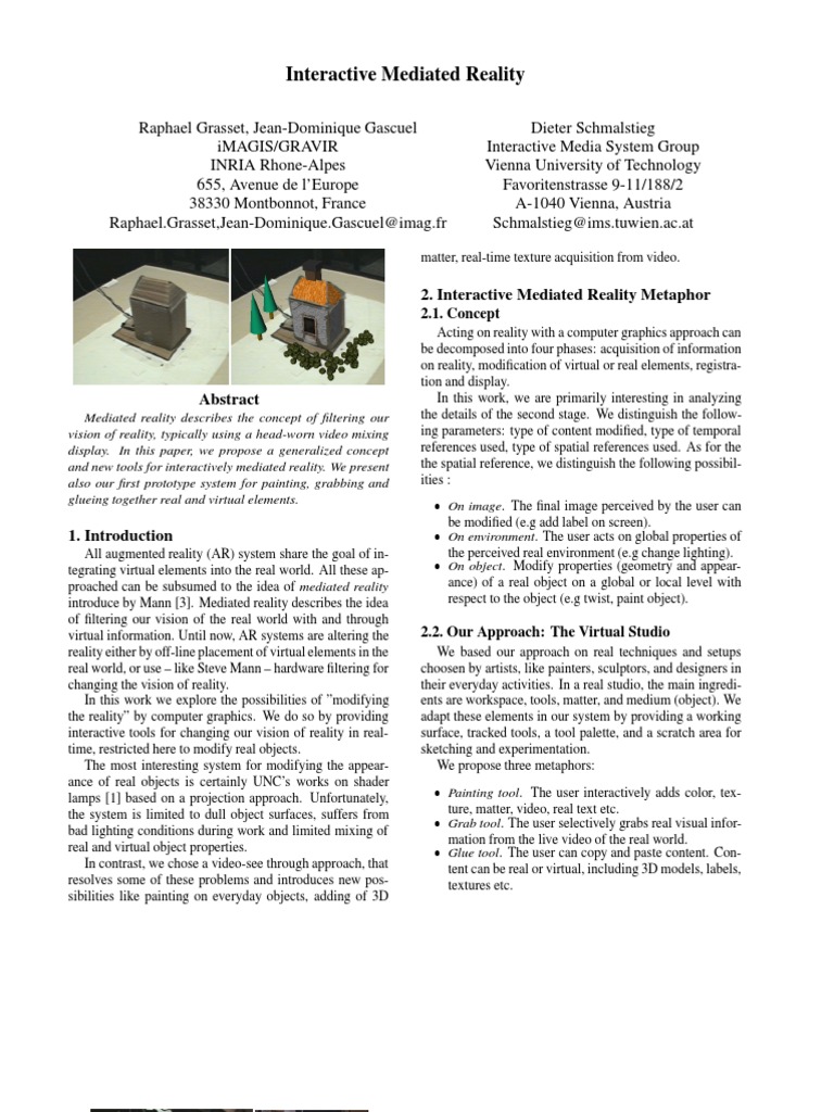 Interactive Mediated Reality | PDF | Virtual Reality | Augmented Reality
