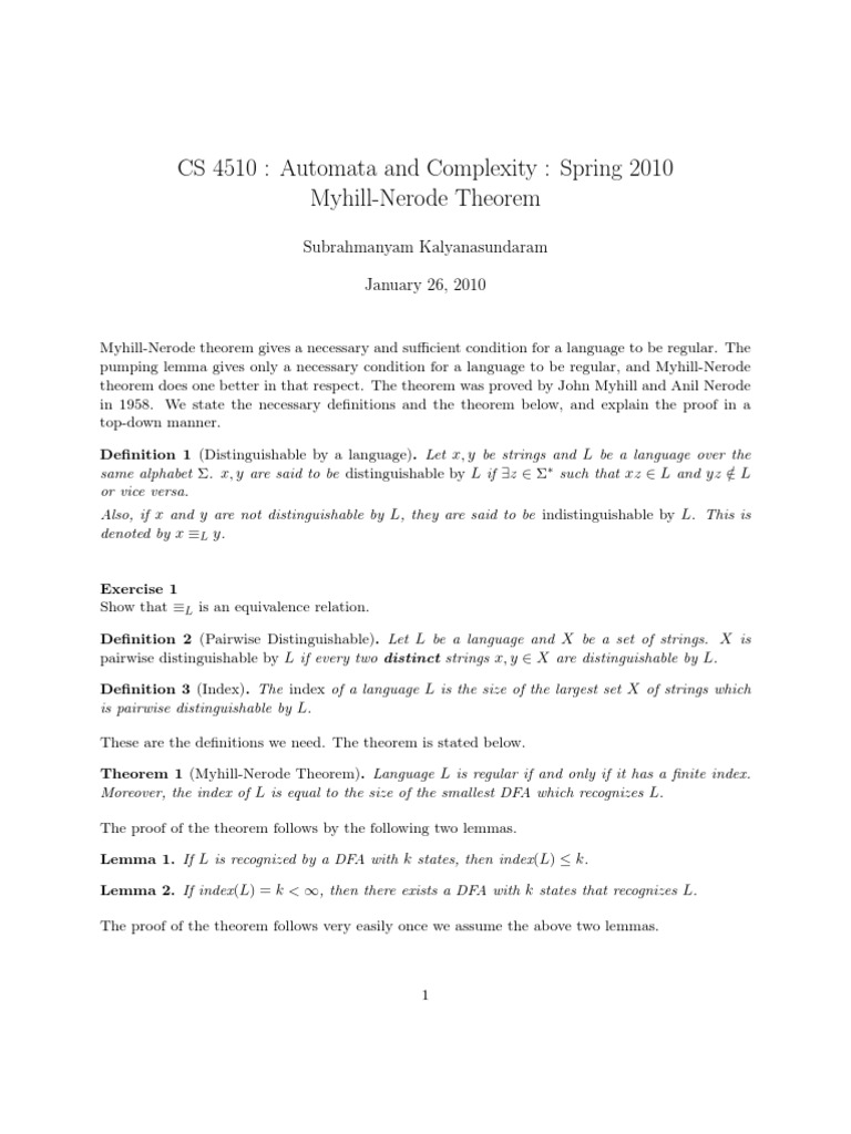 proof of myhill nerode theorem of toc | Formalism (Deductive ...