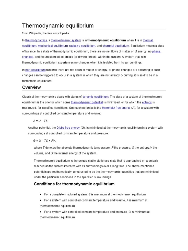 Thermodynamic Equilibrium Basics | PDF | Thermodynamic Equilibrium ...