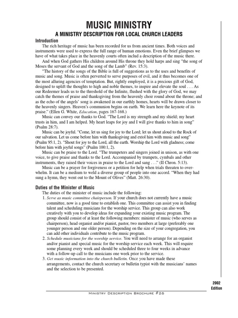 Men's Ministries Director | PDF | Hymns | Seventh Day Adventist Church