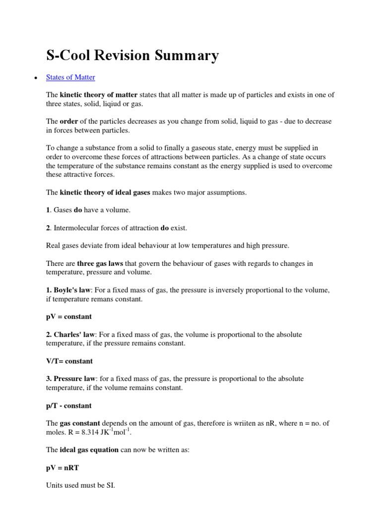 S-Cool Revision Summary: States of Matter | PDF